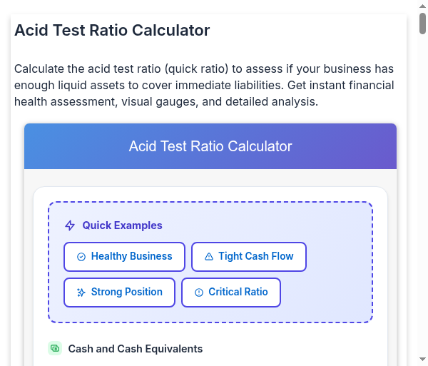 Acid Test Ratio