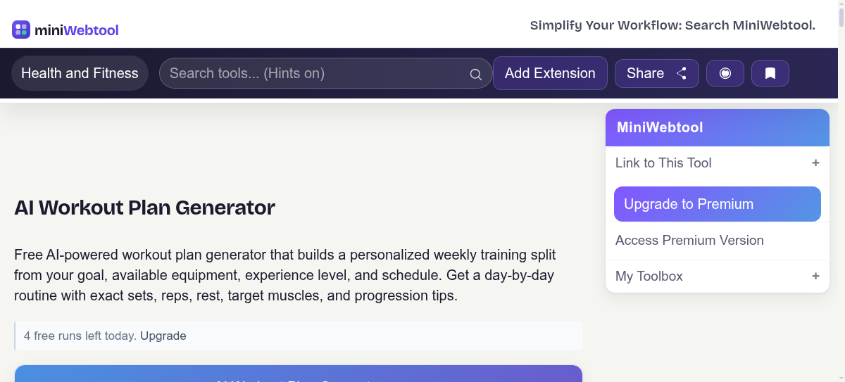 AI Workout Plan Generator - Free Personalized Weekly Training Plans