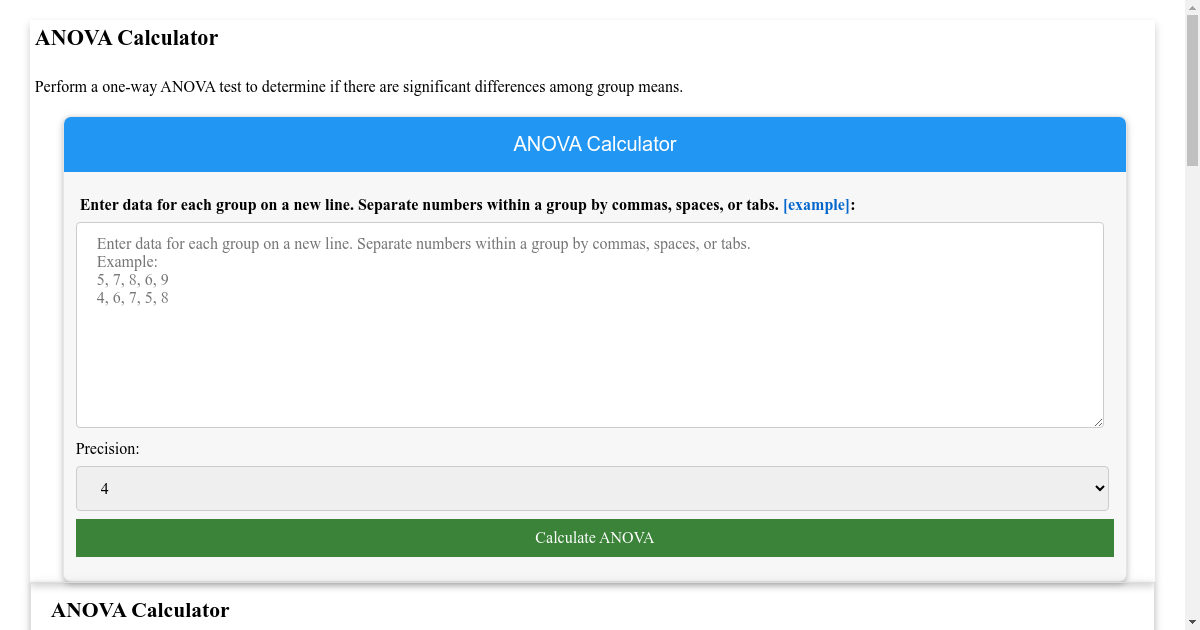 ANOVA Calculator