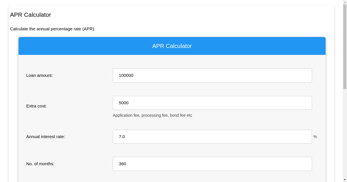 Free APR Calculator - Calculate Annual Percentage Rate