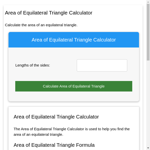 Equilateral Triangle Calculator Perimeter Of Equilateral Triangle
