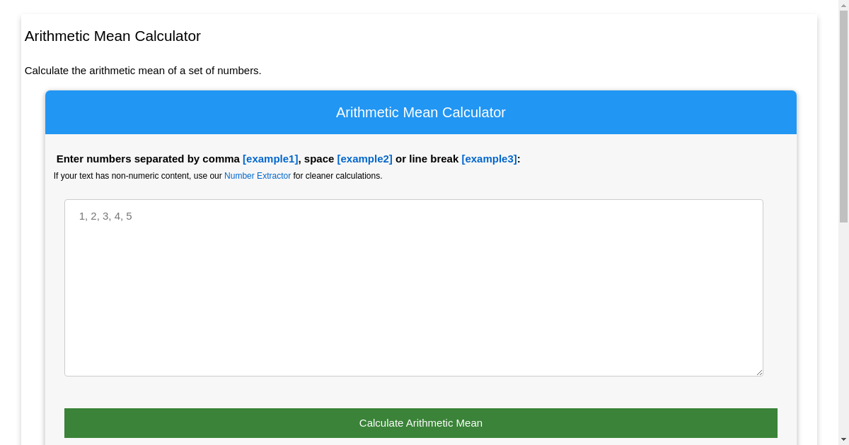 Arithmetic Mean Calculator
