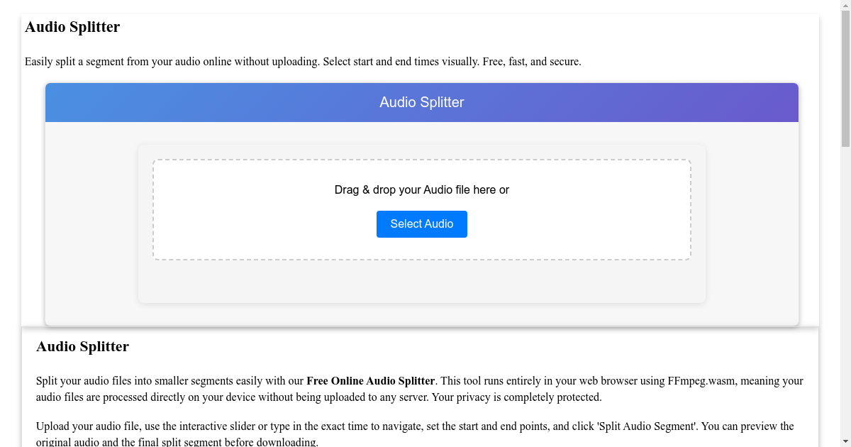 Split Audio Online (Free & Client-Side)