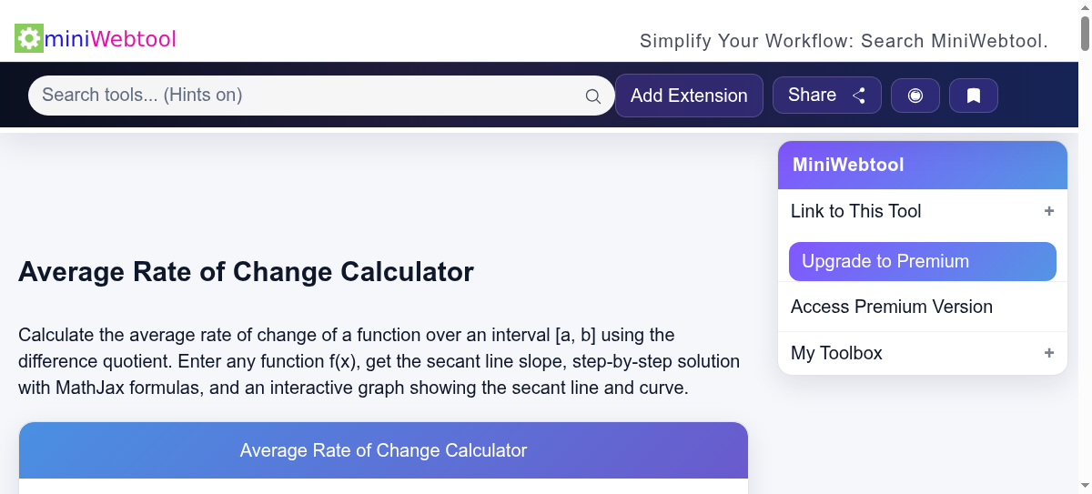 Average Rate of Change Calculator - Difference Quotient & Secant Line Slope