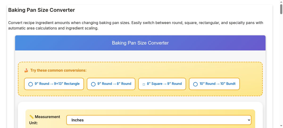 Baking Pan Size Converter - Adjust Ingredient Amounts for Different Pan ...