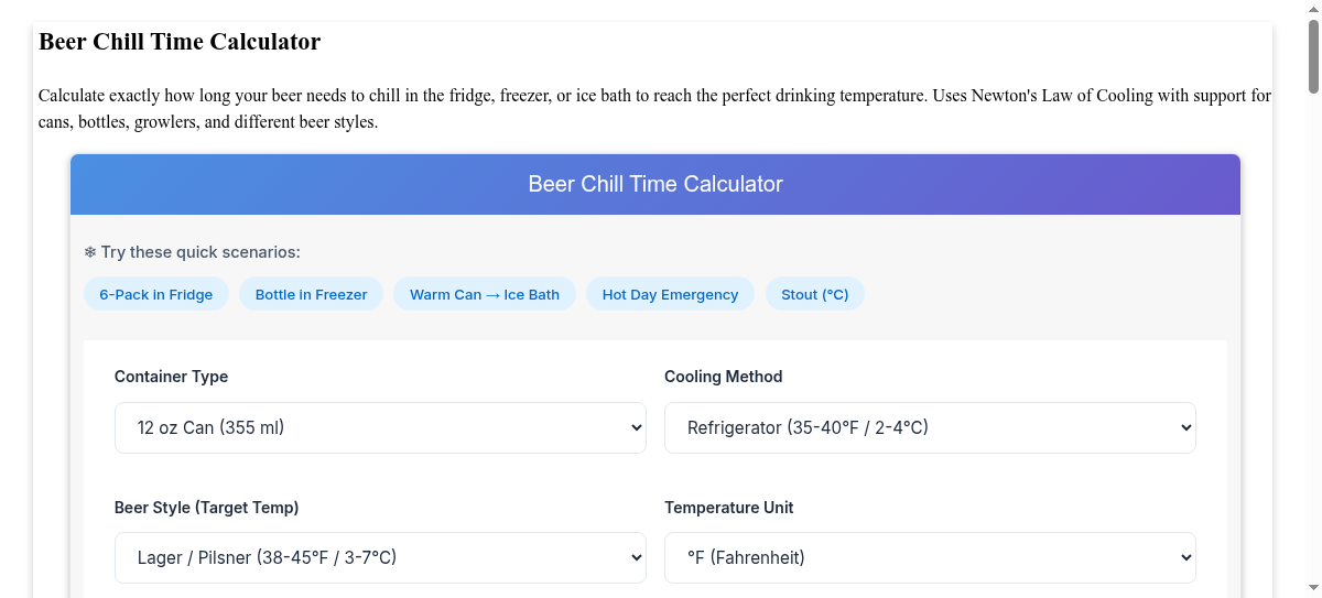 Beer Chill Time Calculator - How Long to Chill Beer in Fridge, Freezer ...