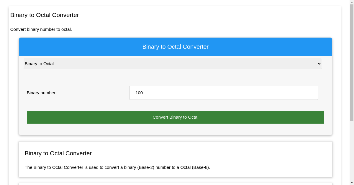 Binary to Octal Converter