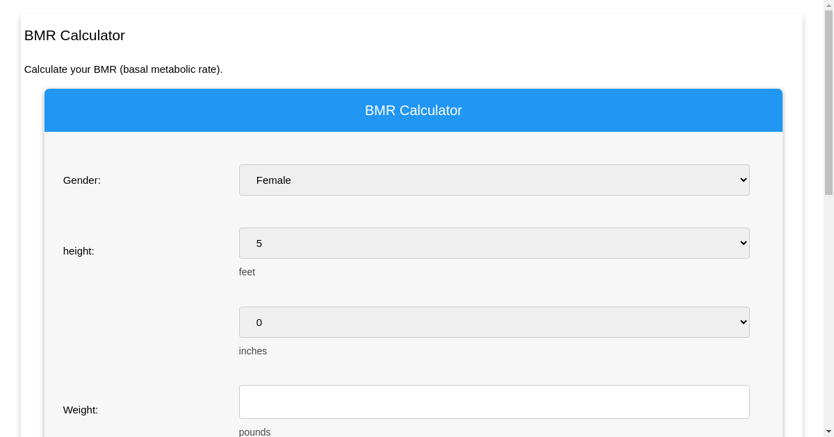 BMR Calculator - Calculate Your Basal Metabolic Rate