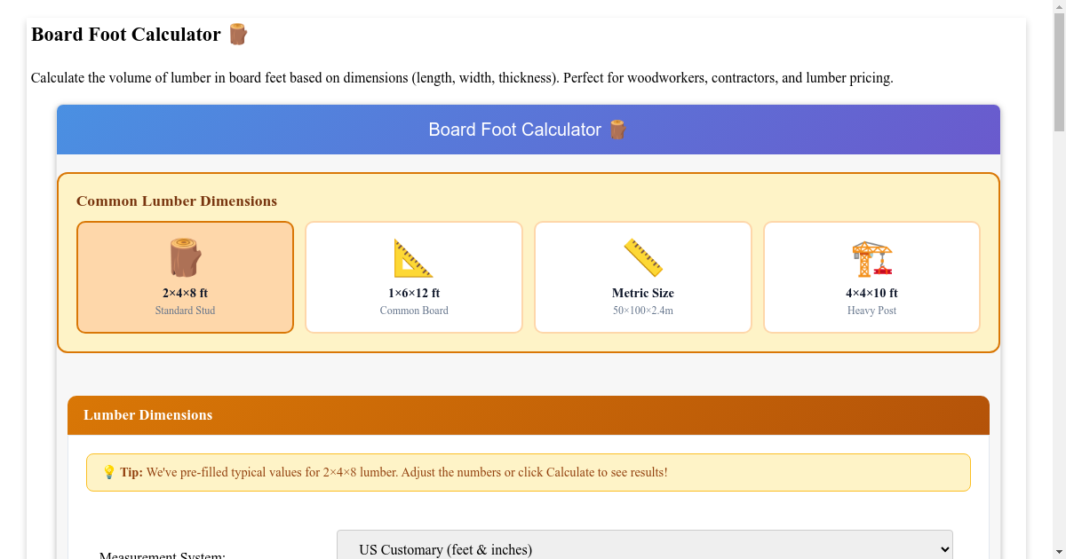 Board Foot Calculator - Calculate Lumber Volume in Board Feet