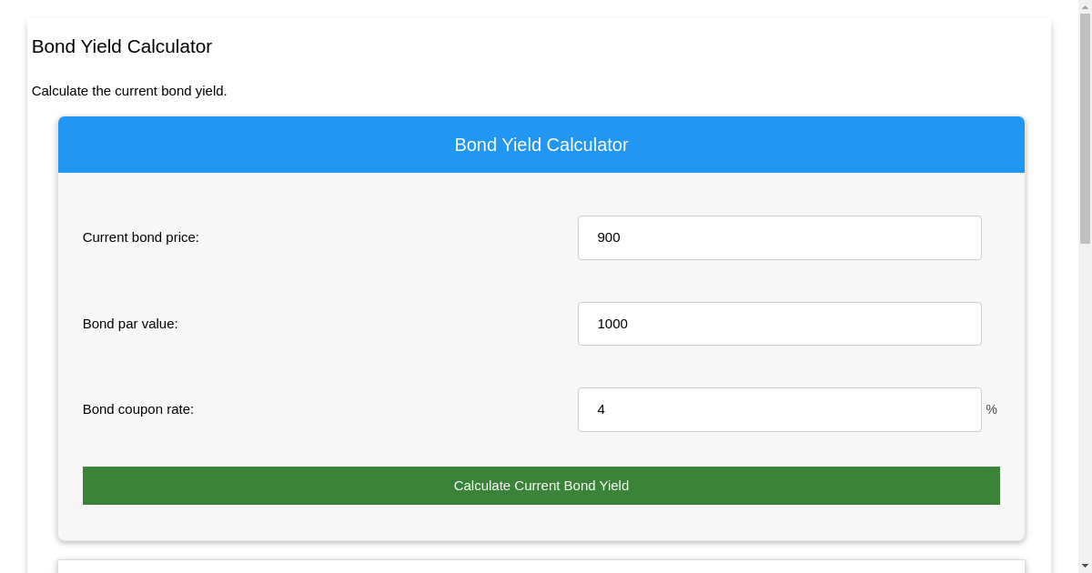 Bond Yield Calculator - Calculate Current Bond Yield