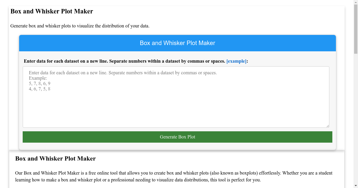 Box and Whisker Plot Maker