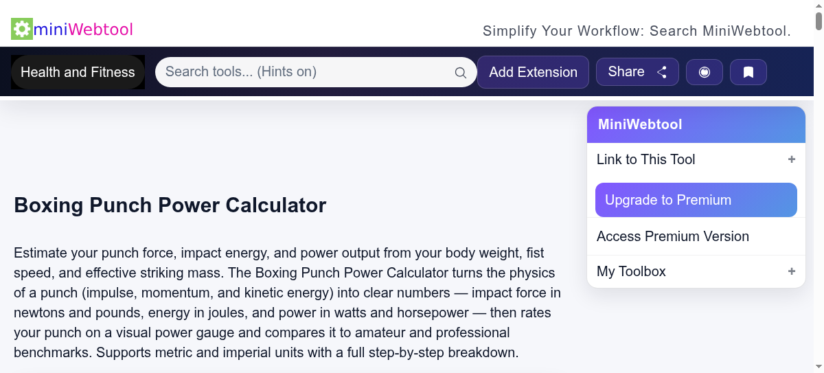 Boxing Punch Power Calculator - Estimate Punch Force, Energy & Power
