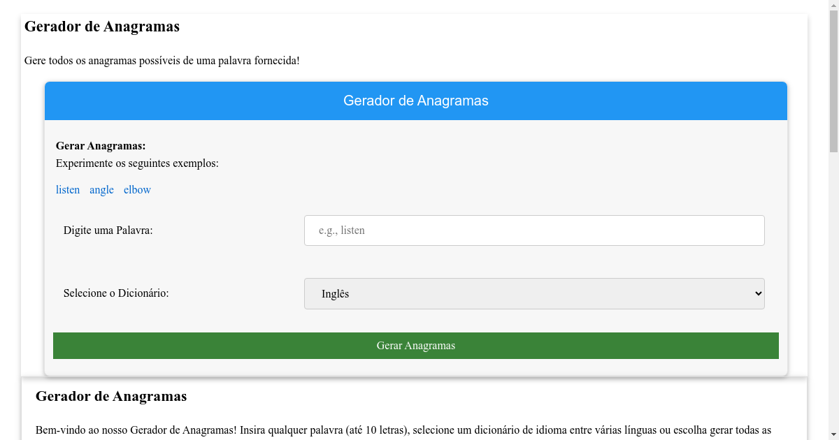 Gerador de Anagramas