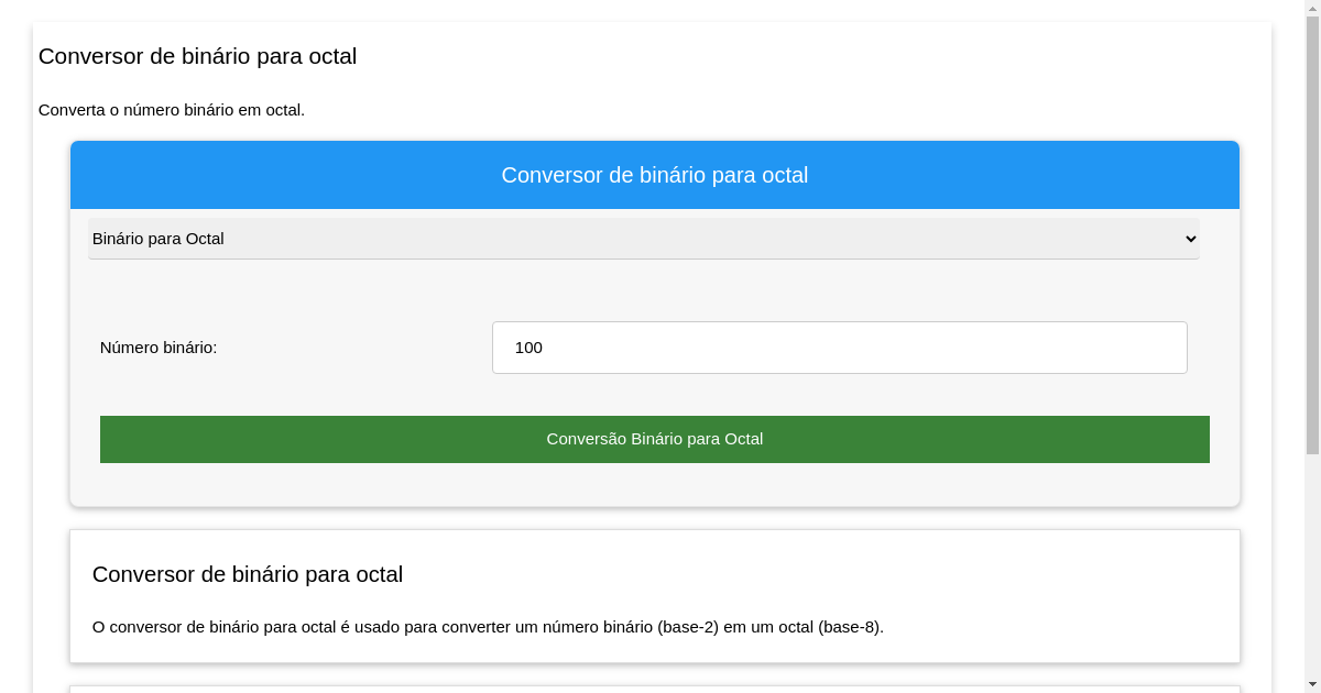 Conversor de binário para octal