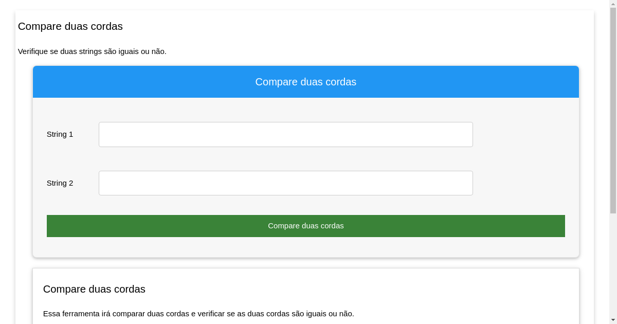 Comparar Duas Strings - Verifique Se Duas Strings São Iguais ou Não