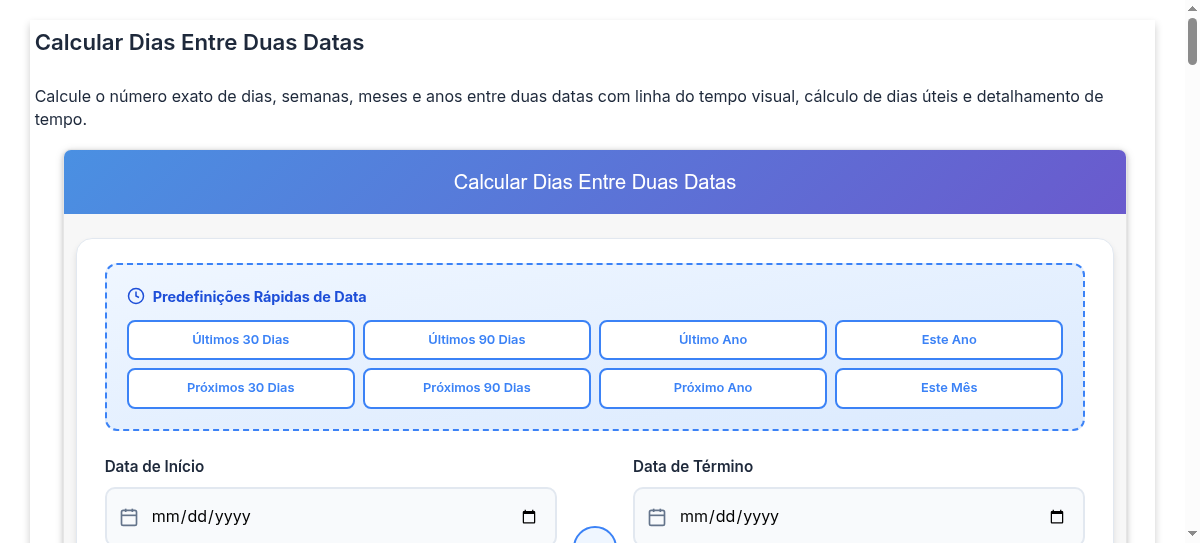 Calculadora para Calcular Dias Entre Duas Datas - Duração de Datas e ...