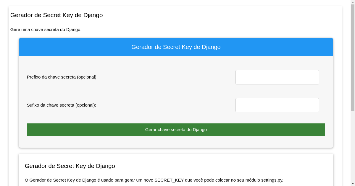 Gerador de Secret Key de Django