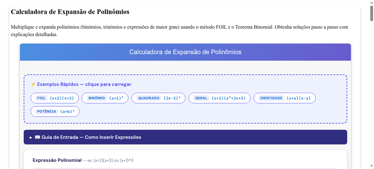Calculadora de Expansão de Polinômios (FOIL) - Multiplicar e Expandir ...