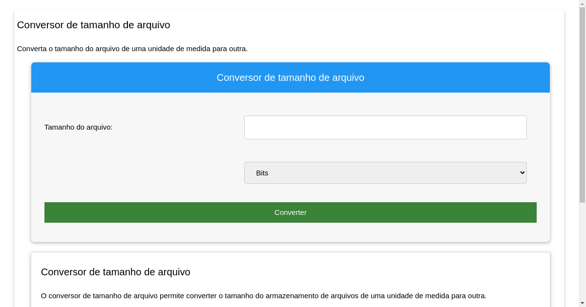 Conversor de tamanho de arquivo