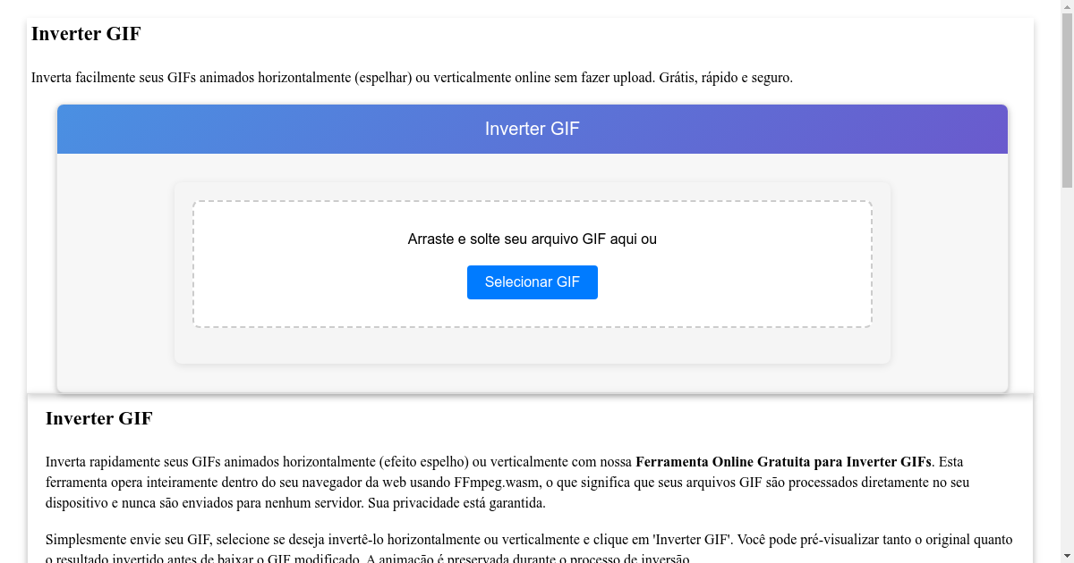 Inverta GIFs Horizontalmente ou Verticalmente Online (Grátis)