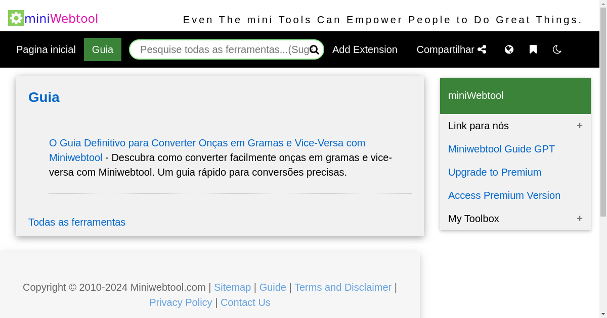 Ferramentas e calculadora gratuitas - Guia