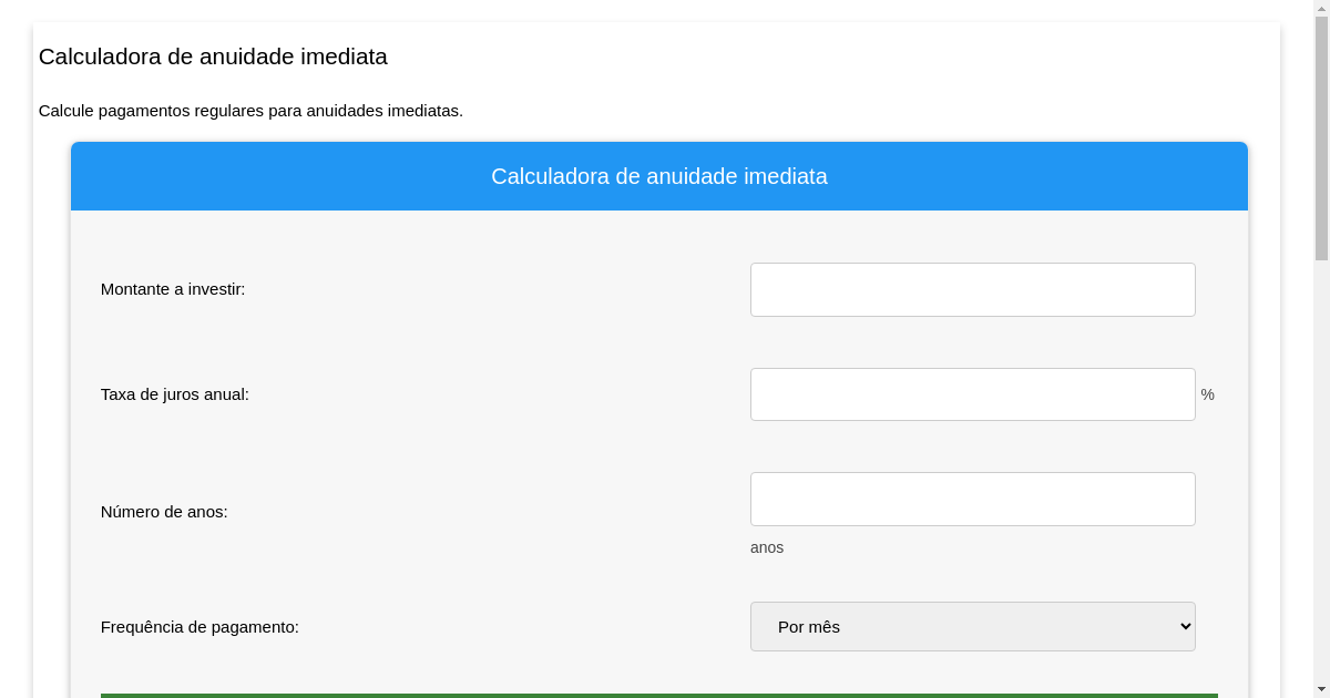 Calculadora Gratuita de Anuidade Imediata