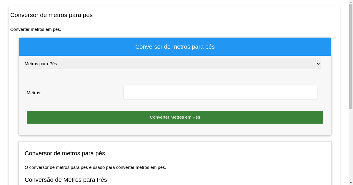 Conversor de metros para pés - converter metros em pés