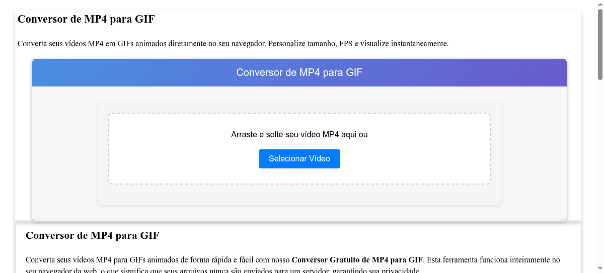 Conversor de MP4 para GIF - Convert Video to Animated GIF Online