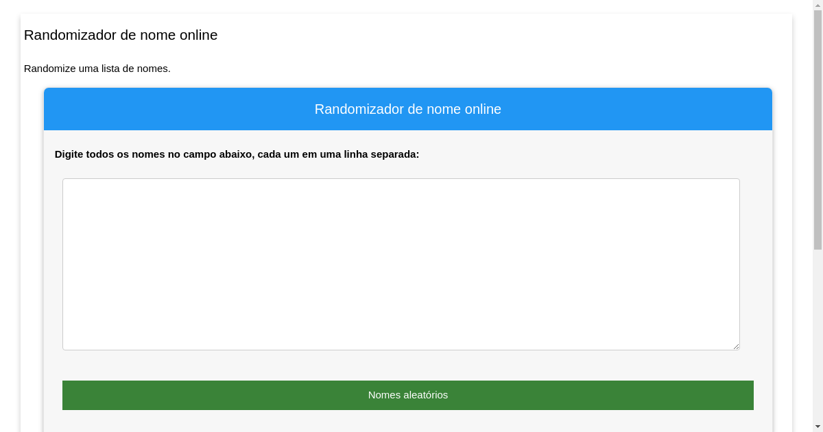 Randomizador de nome online