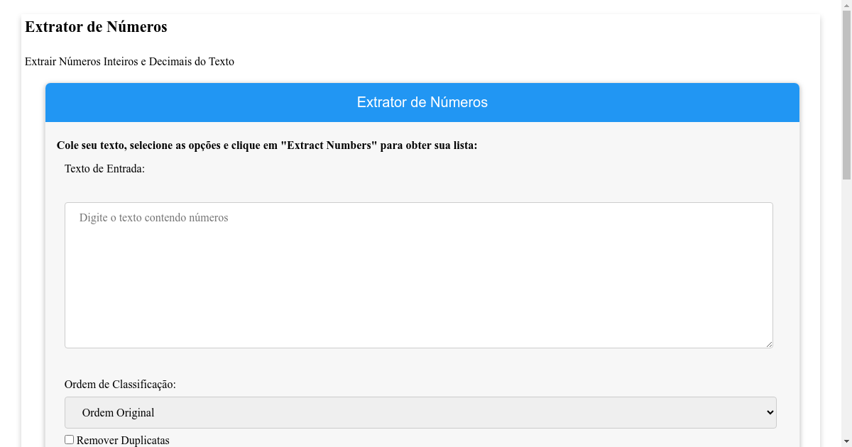 Extrator de Números Online para Extrair Números Inteiros e Decimais do ...