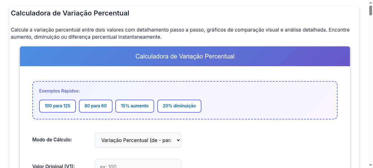 Calculadora de Variação Percentual - Calcule Aumento, Diminuição e ...