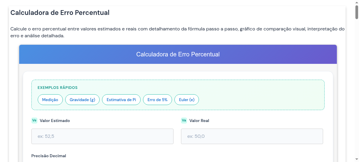 Calculadora de Erro Percentual - Calcule o Erro Percentual com Fórmula ...