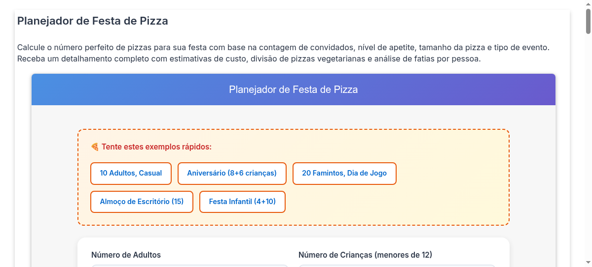 Planejador de Festa de Pizza - Calcule quantas pizzas pedir para ...