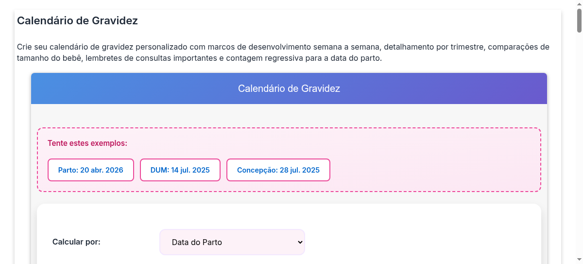 Calendário de Gravidez - Acompanhamento completo de 40 semanas com marcos