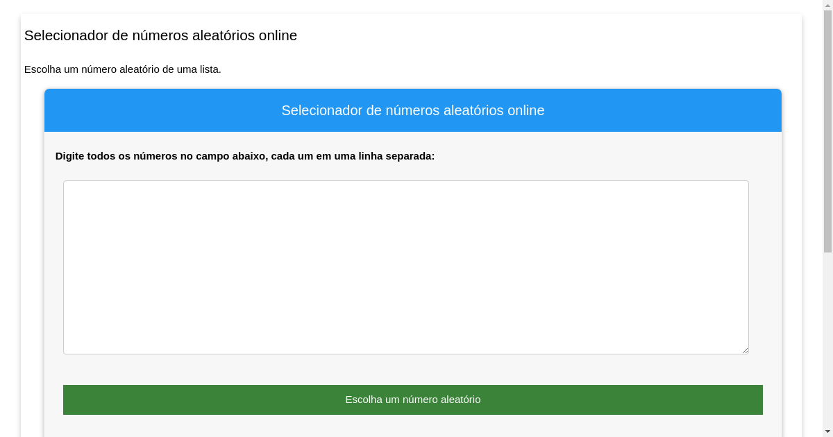 Selecionador de números aleatórios online - escolha um número aleatório ...
