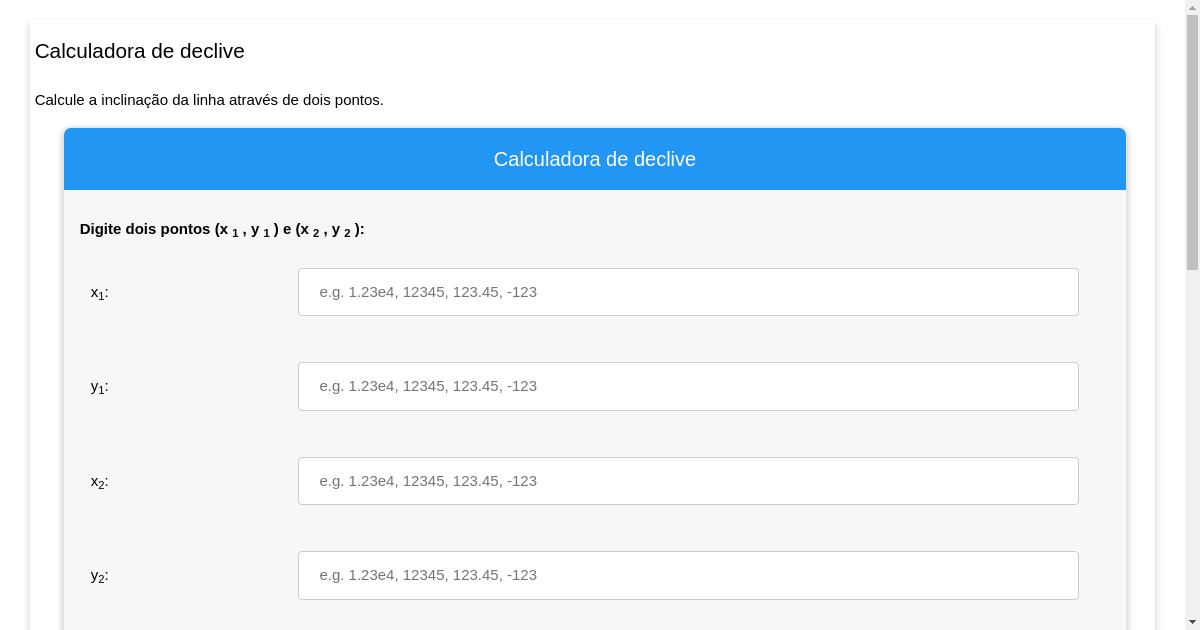 Calculadora de declive