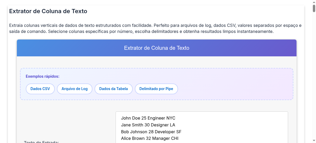 Extrator de Coluna de Texto - Extraia Colunas Específicas de Linhas de ...