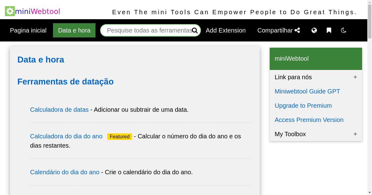 Ferramentas e calculadora gratuitas - Data e hora