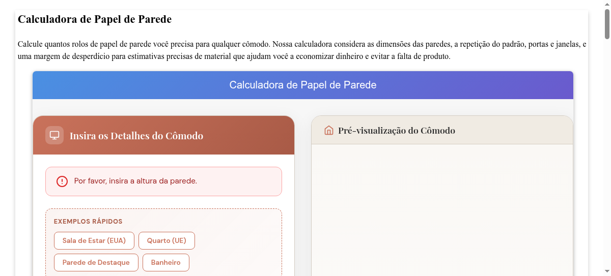 Calculadora de Papel de Parede - Estime os Rolos Necessários para ...