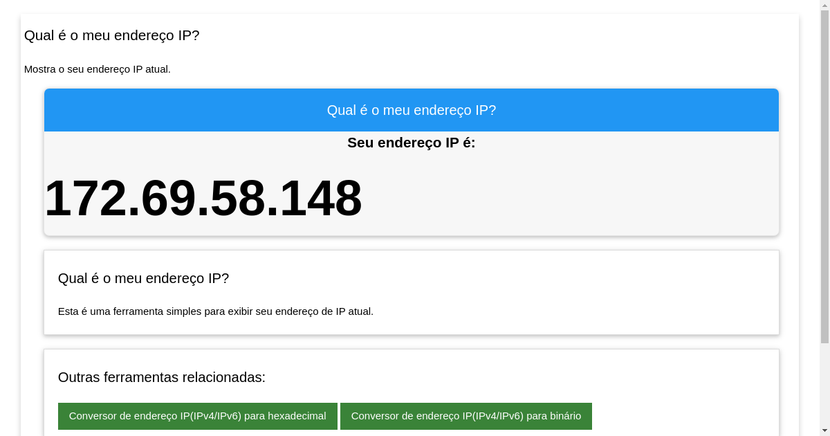 Qual é o meu endereço IP? - mostra seu endereço IP