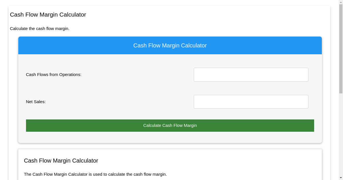 Cash Flow Margin Calculator