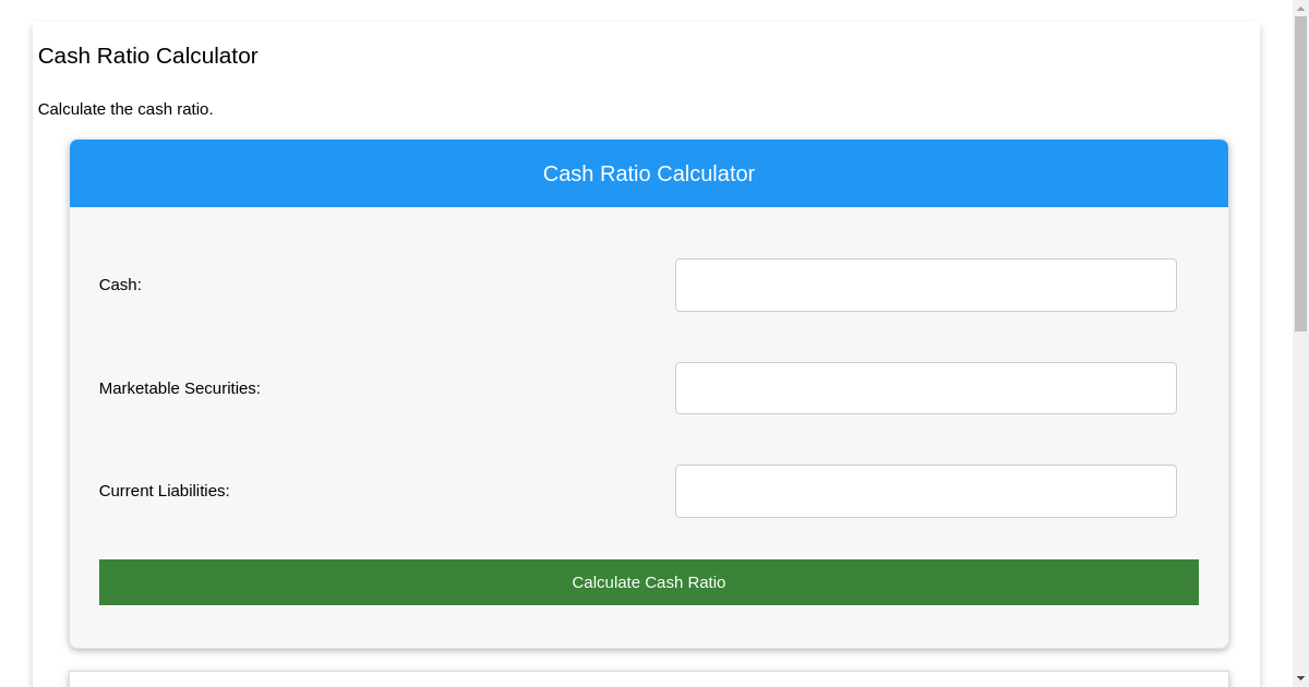 Cash Ratio Calculator