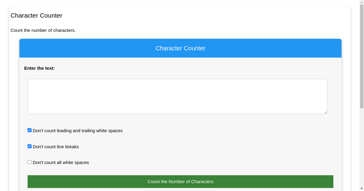 Character Counter - Count the Number of Characters
