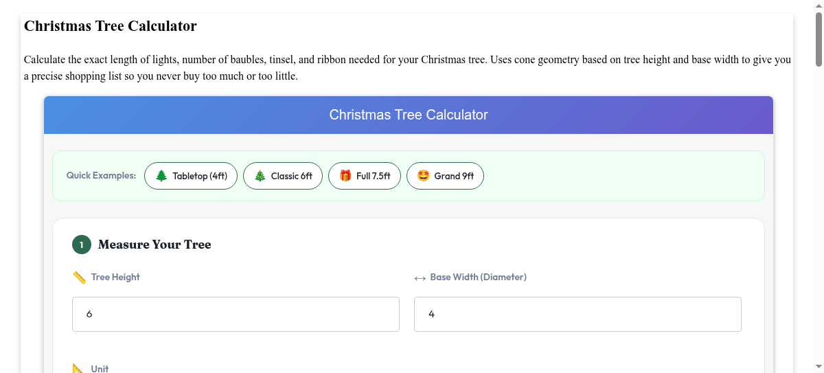 Christmas Tree Calculator - How Many Lights and Baubles for Your Tree?