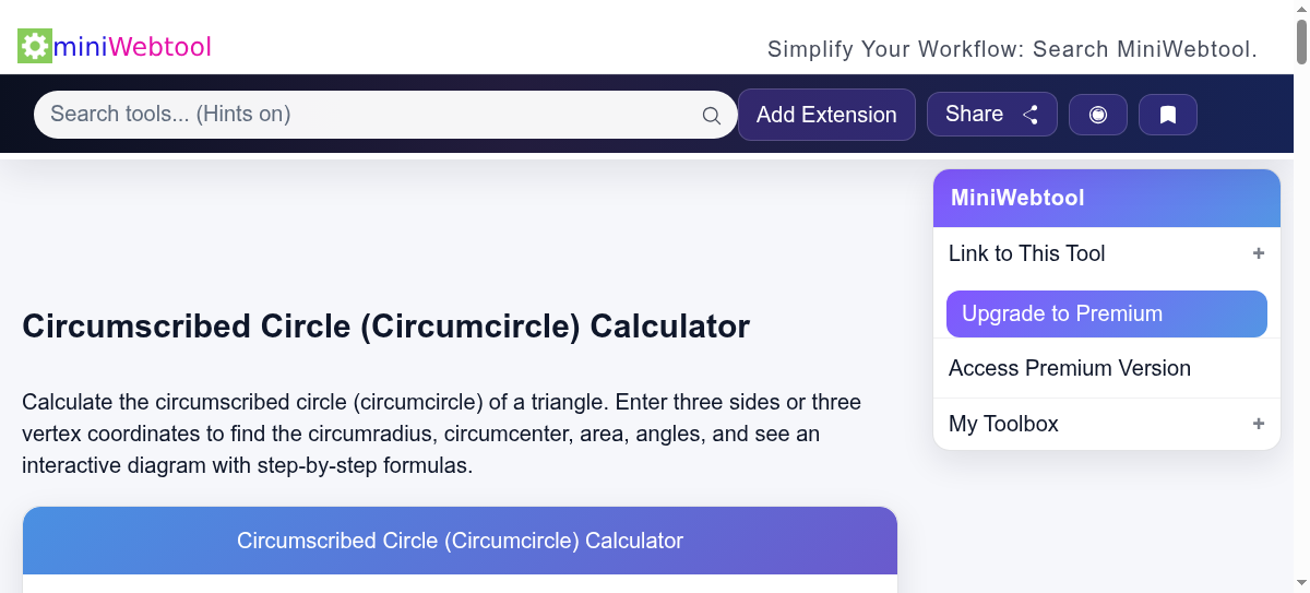 Circumscribed Circle Calculator - Circumcircle of a Triangle with ...