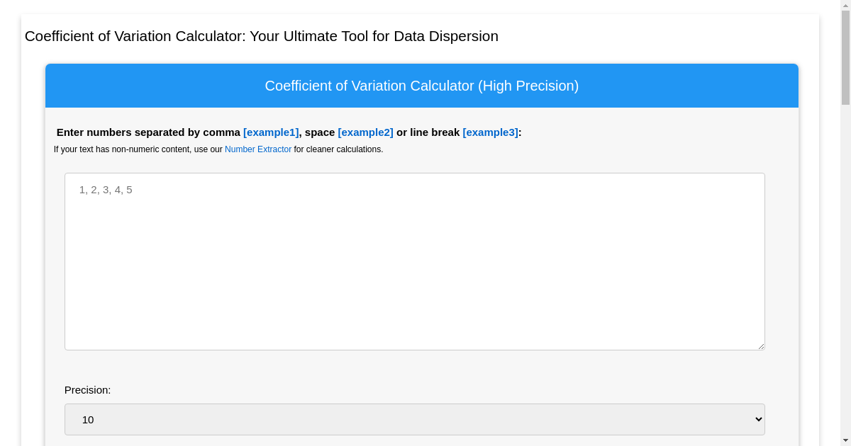 Coefficient of Variation Calculator: Your Ultimate Tool for Data Dispersion
