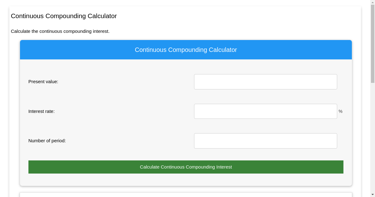 Continuous Compounding Calculator - Continuous Compounding Interest ...