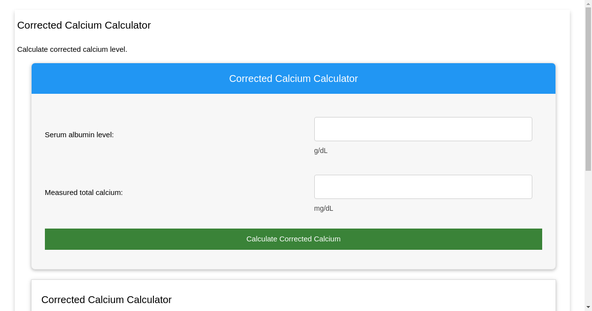 Corrected Calcium Calculator - adjusted calcium calculator