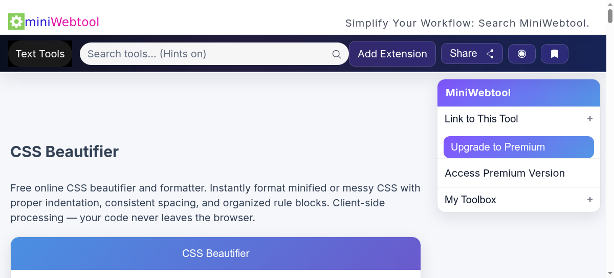 CSS Beautifier - Format & Prettify CSS Code Online Free