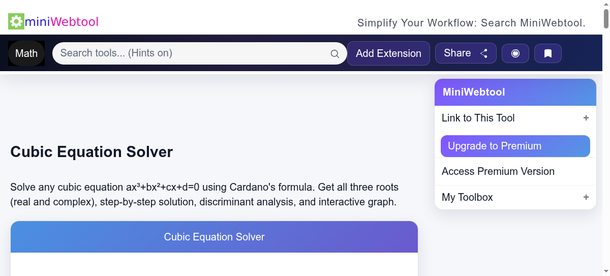 Cubic Equation Solver - Find All Real & Complex Roots with Steps